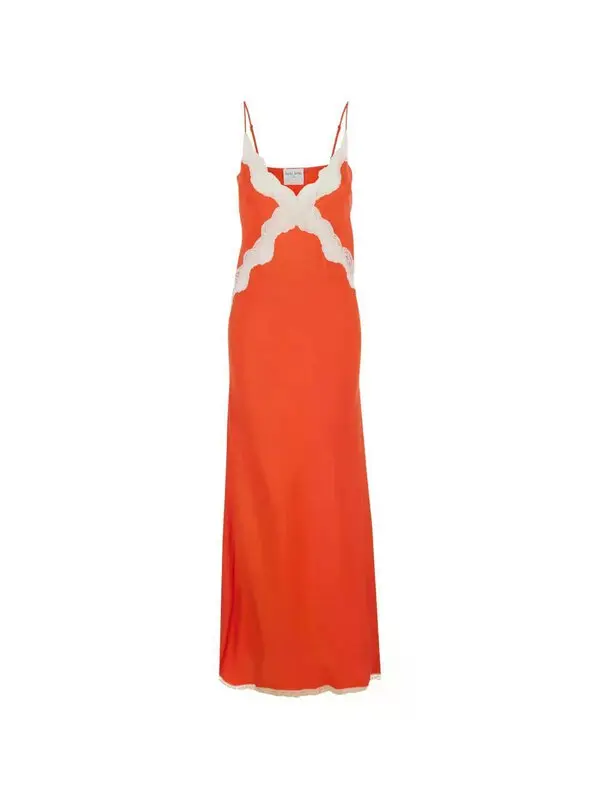 FORTE_FORTE Lace-trim Maxi Dress - Orange