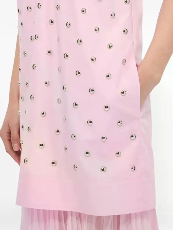 MSGM Studded Pleated Asymmetric Dress