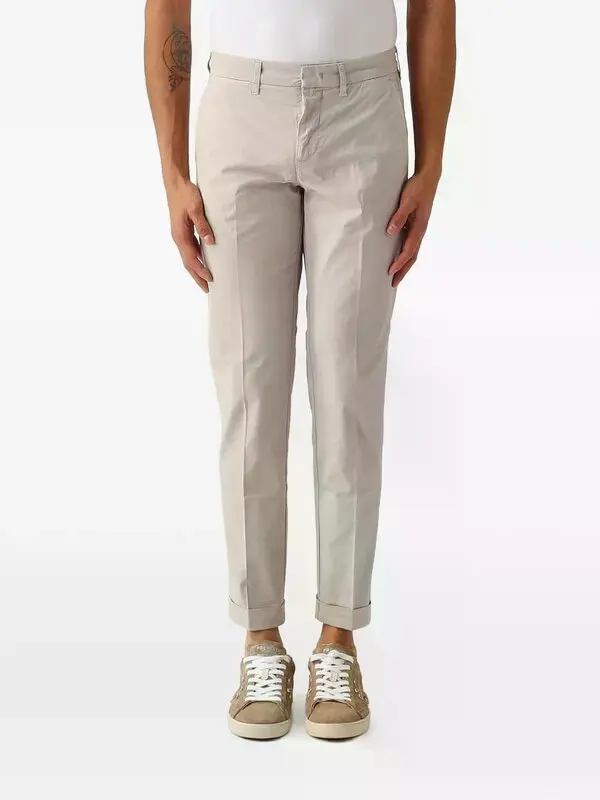 FAY Logo-patch Turned-up Trousers - Neutrals