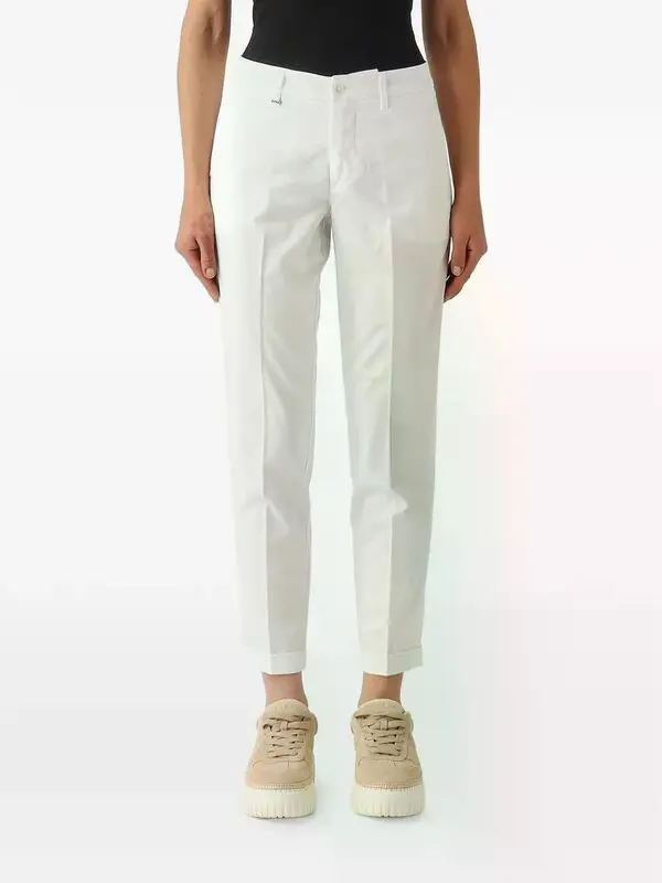 FAY Pressed-crease Turn-up Trousers - White