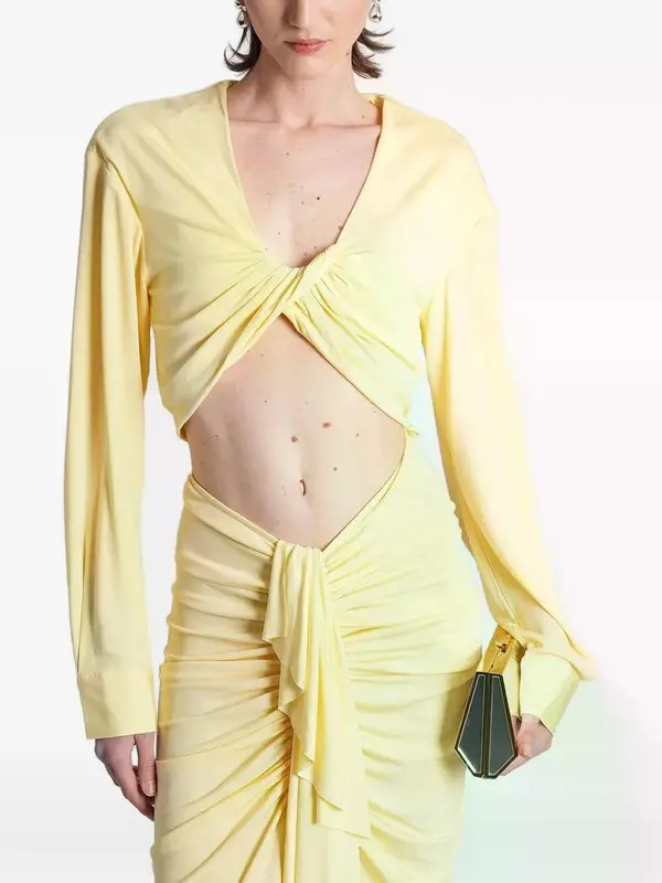 Christopher Esber Twist-detail Cropped Top - Yellow