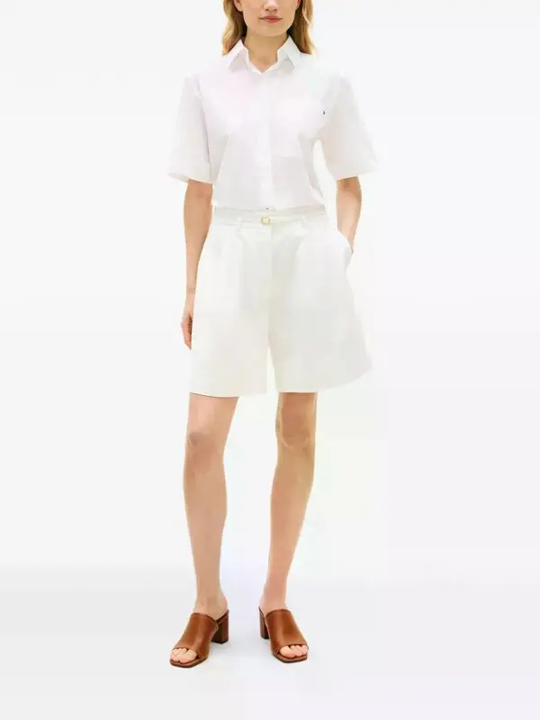 Tommy Hilfiger Belted Wide-leg Pleated Linen-blend Shorts