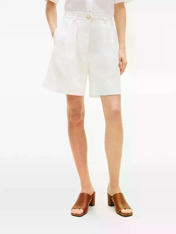 Tommy Hilfiger Belted Wide-leg Pleated Linen-blend Shorts