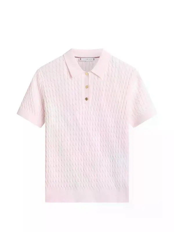 Tommy Hilfiger Cable-knit Polo Top - Pink