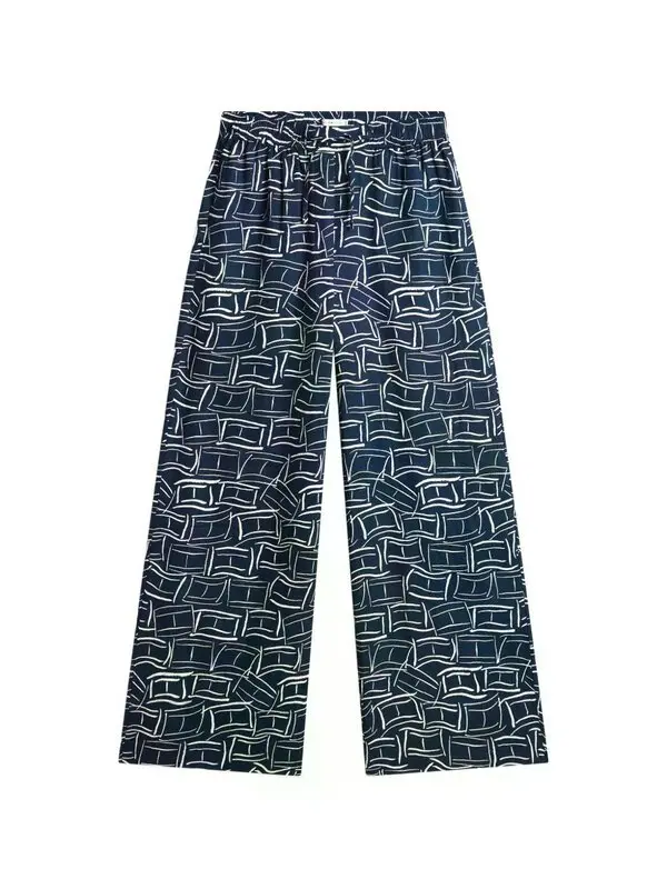 Tommy Hilfiger Geometric-print Wide-leg Trousers - Blue