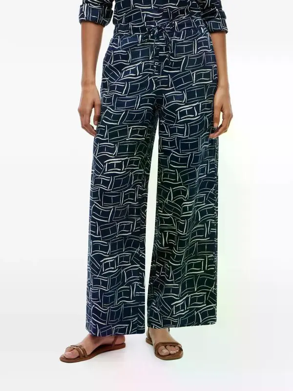 Tommy Hilfiger Geometric-print Wide-leg Trousers - Blue