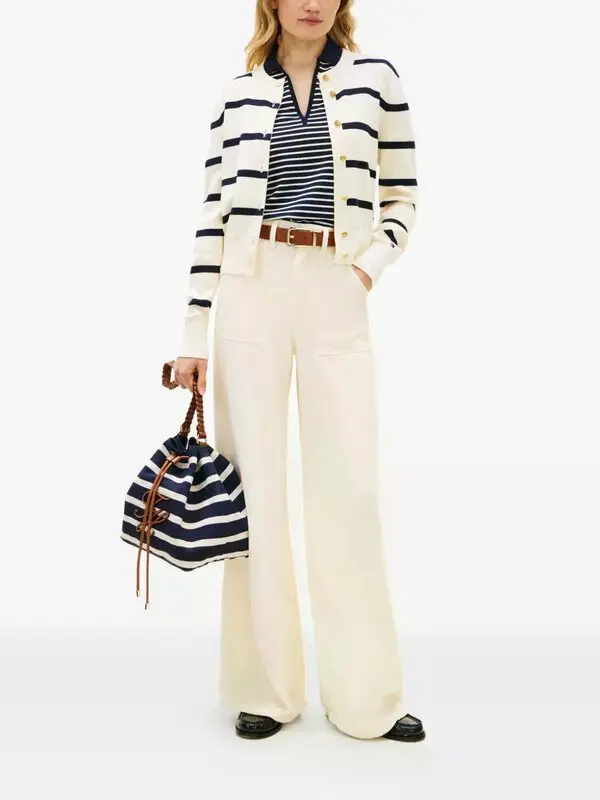 Tommy Hilfiger Premium Horizontal-stripe Knitted Cotton Cardigan - Neutrals