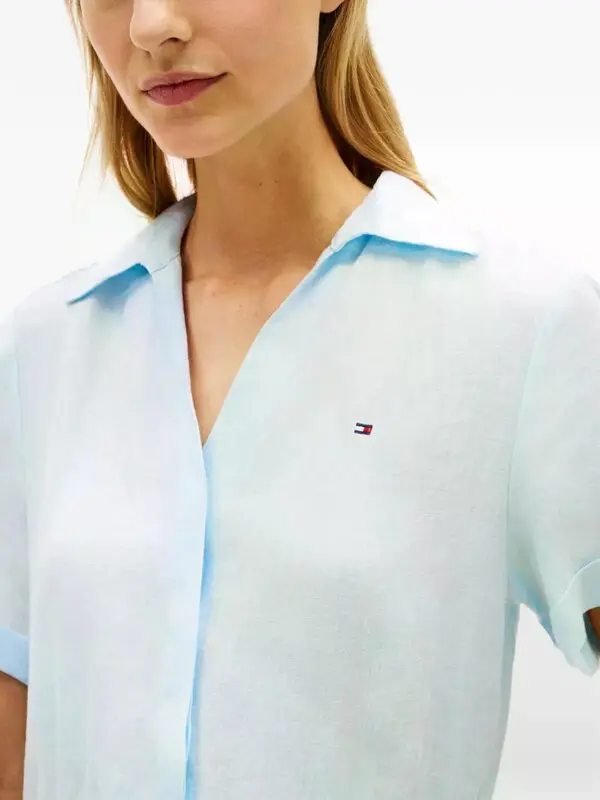 Tommy Hilfiger Drawstring-waist Relaxed Linen Mini Dress - Blue