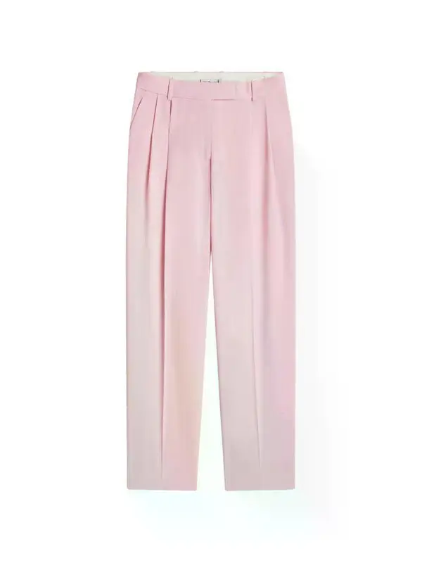 Tommy Hilfiger Pleated Straight-leg Wool-blend Trousers - Pink