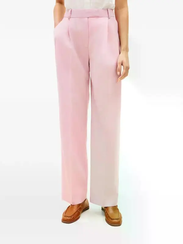 Tommy Hilfiger Pleated Straight-leg Wool-blend Trousers - Pink