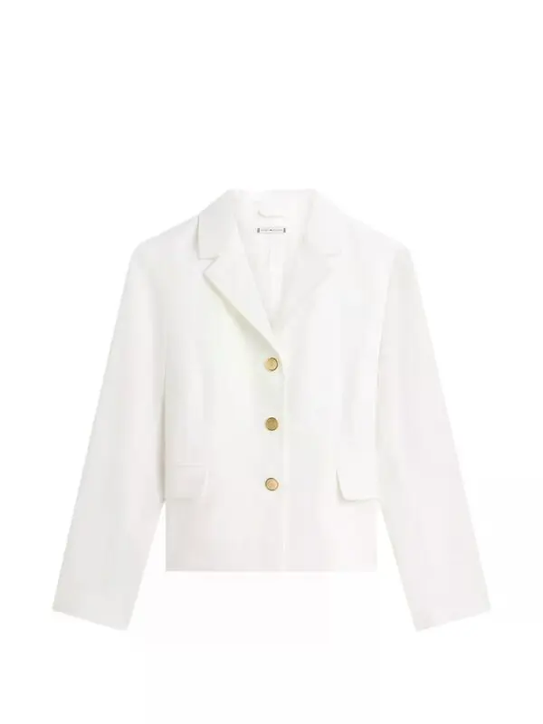 Tommy Hilfiger Slim-fit Single-breasted Linen-blend Blazer - White