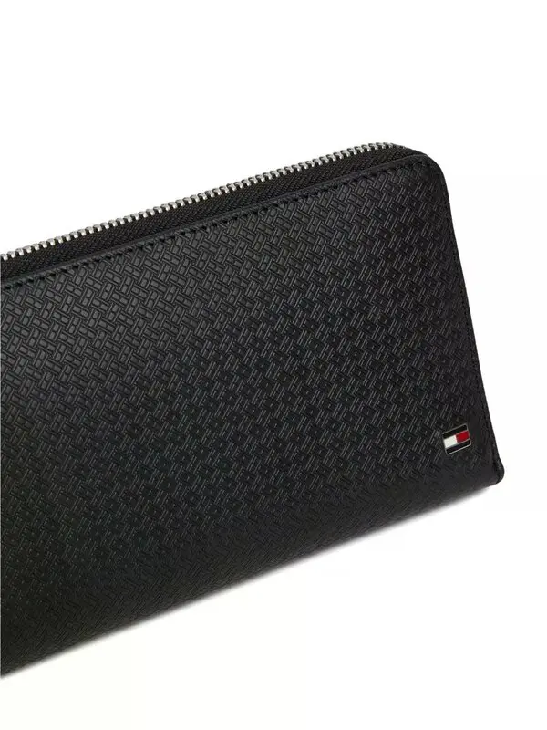 Tommy Hilfiger Monogram-embossed Zip-around Leather Wallet