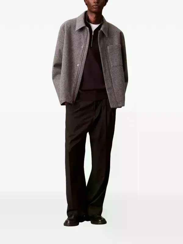 Calvin Klein Felted Texture Zip Up Shirt Jacket - Grey