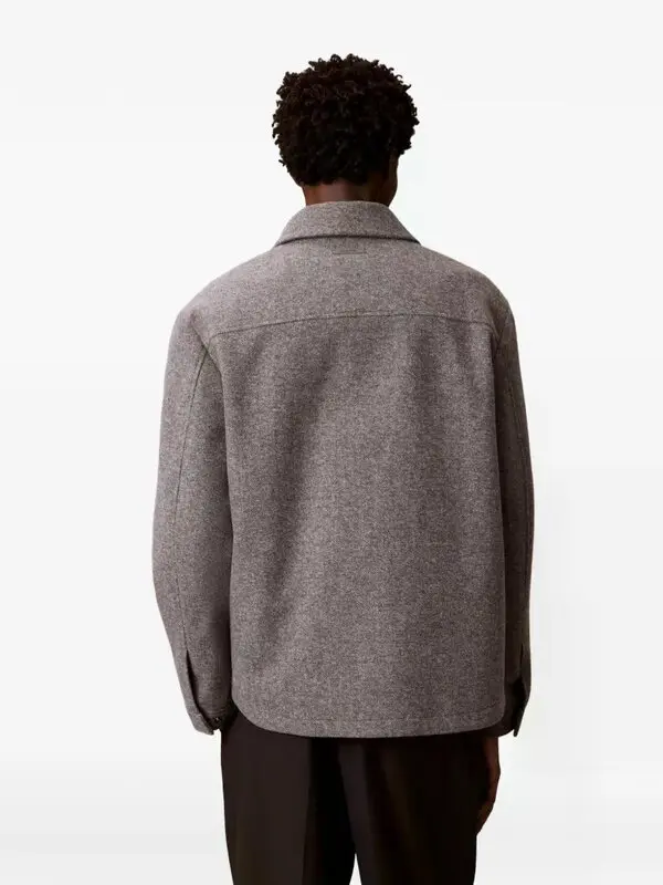 Calvin Klein Felted Texture Zip Up Shirt Jacket - Grey
