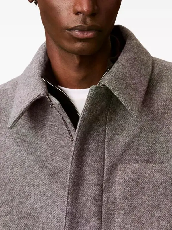 Calvin Klein Felted Texture Zip Up Shirt Jacket - Grey