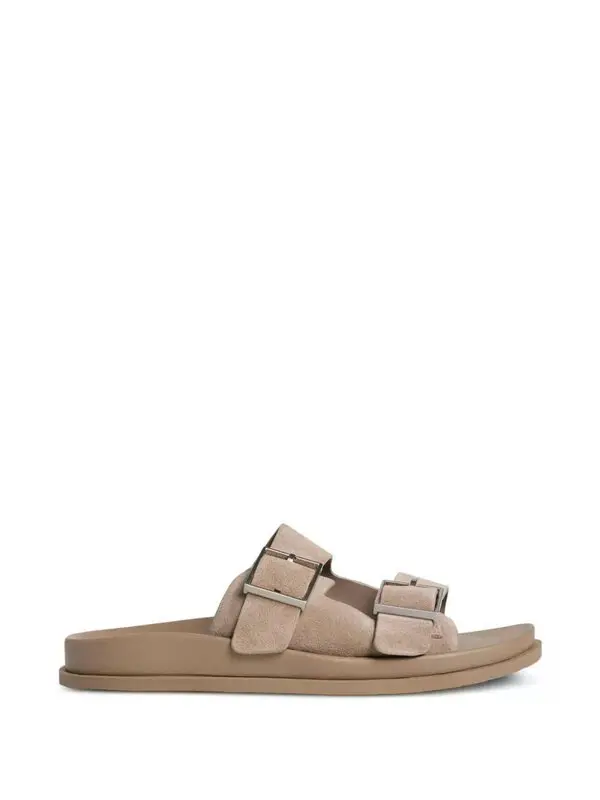 Calvin Klein Buckle-fastening Double-strap Slippers - Neutrals