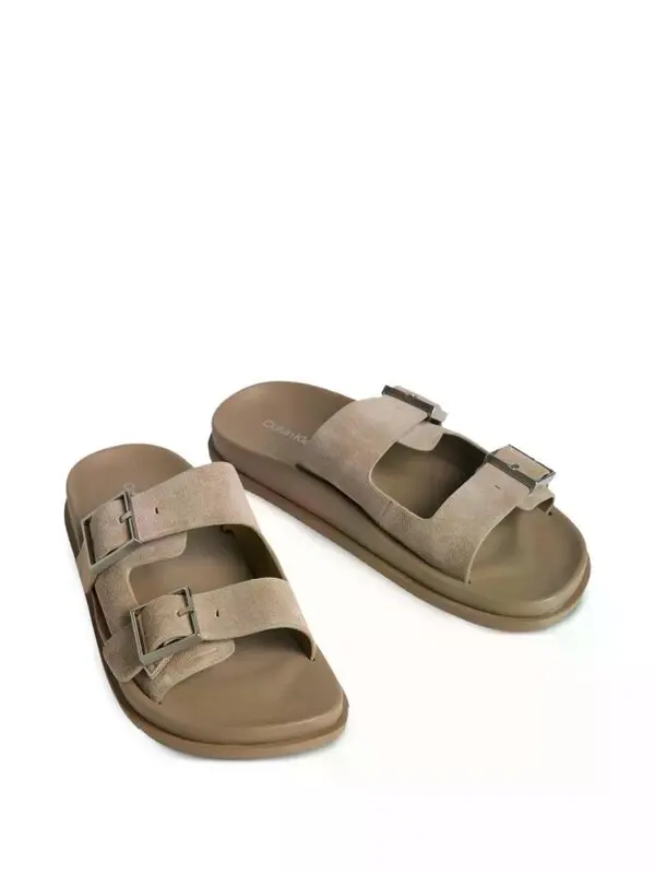 Calvin Klein Buckle-fastening Double-strap Slippers - Neutrals
