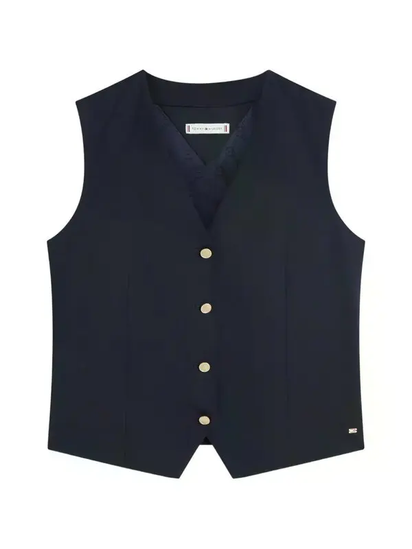 Tommy Hilfiger V-neck Wool-blend Waistcoat - Blue