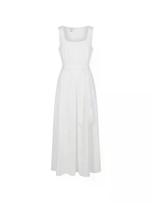 Malo Belted Sleeveless Maxi Dress - White