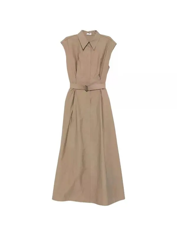 Brunello Cucinelli Belted Sleeveless Midi Dress - Neutrals