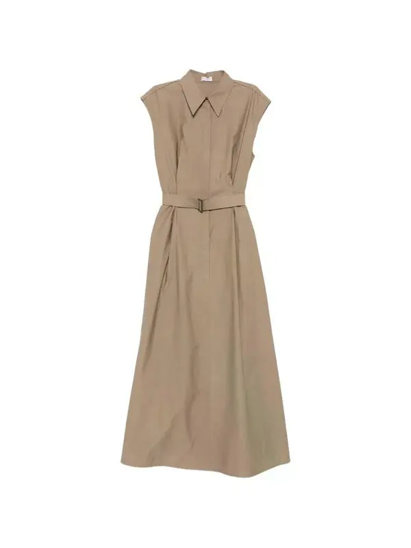 Brunello Cucinelli Belted Sleeveless Midi Dress - Neutrals