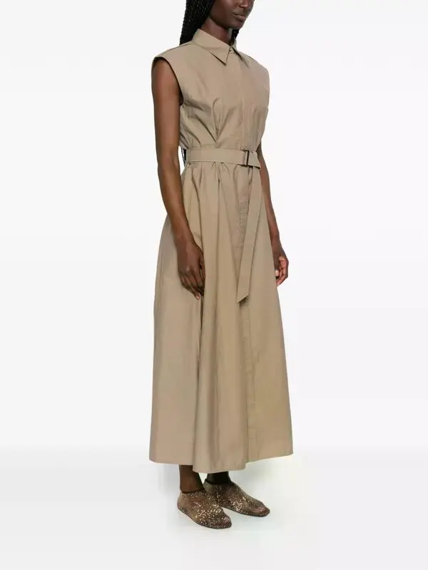 Brunello Cucinelli Belted Sleeveless Midi Dress - Neutrals