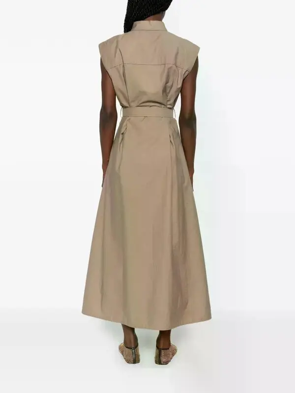 Brunello Cucinelli Belted Sleeveless Midi Dress - Neutrals