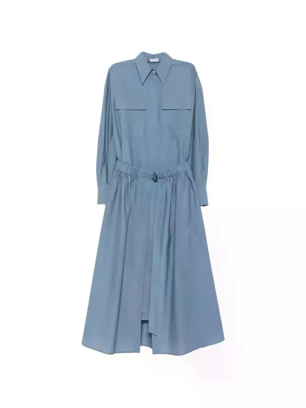 Brunello Cucinelli Belted Pocket-detail Midi Dress - Blue