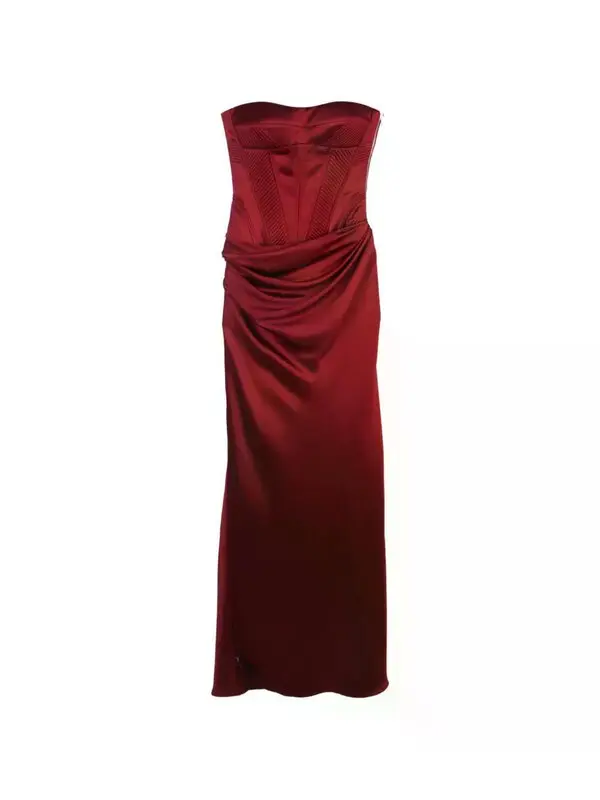 NAFSIKA SKOURTI Perido Corset-style Draped Dress - Red