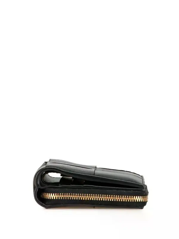 Bottega Veneta 2012-2024 Lambskin Maxi Intreccio Cassette Bifold Zip Wallet Small Wallets - Black