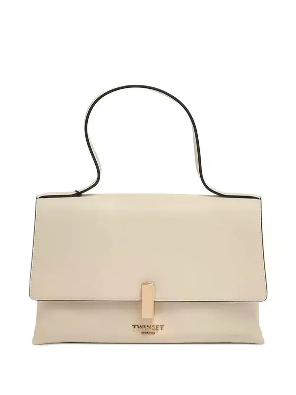 TWINSET Foldover Clutch With Logo Plaque - Neutrals