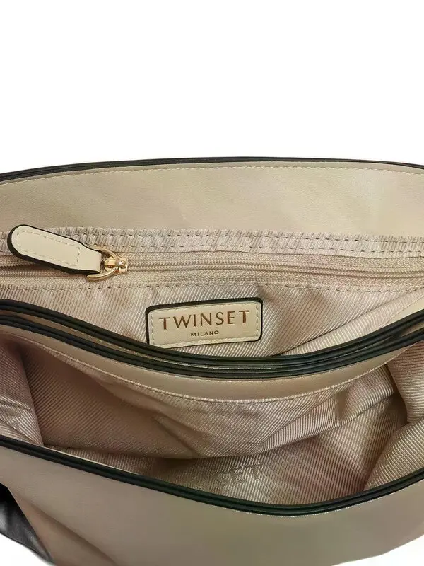 TWINSET Foldover Clutch With Logo Plaque - Neutrals