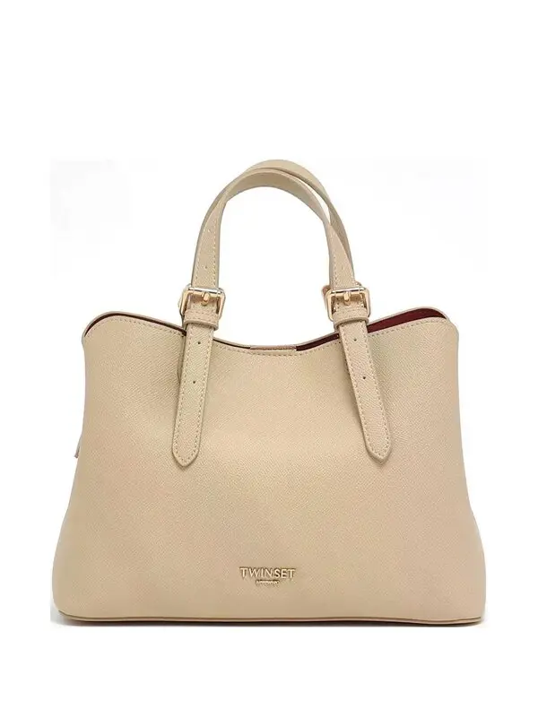 TWINSET Grained-texture Buckle-detail Tote Bag - Neutrals