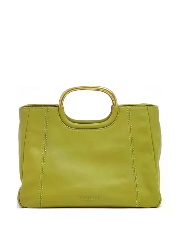 TWINSET Leather Tote Bag With Metal Handle - Green