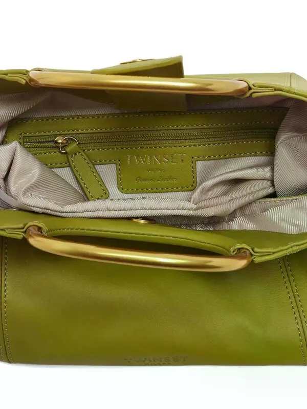 TWINSET Leather Tote Bag With Metal Handle