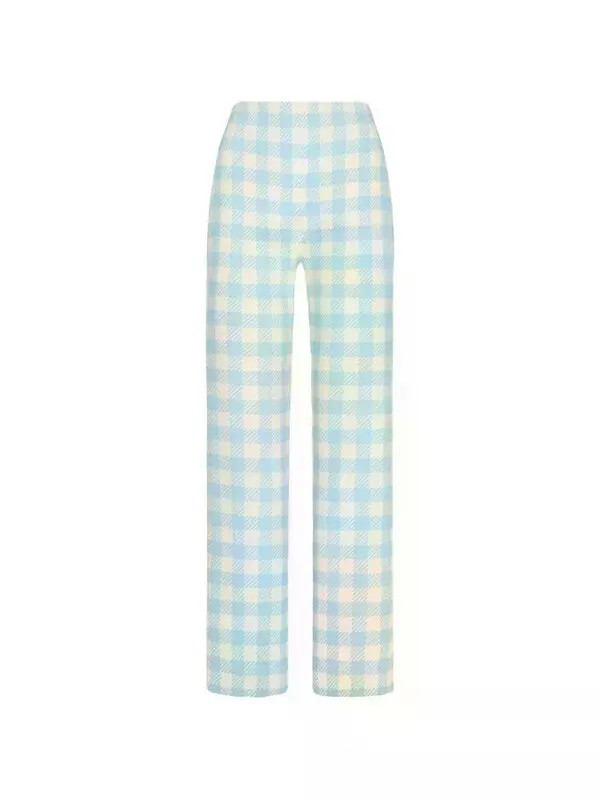 Oscar De La Renta Gingham Wool-blend Pants - Blue