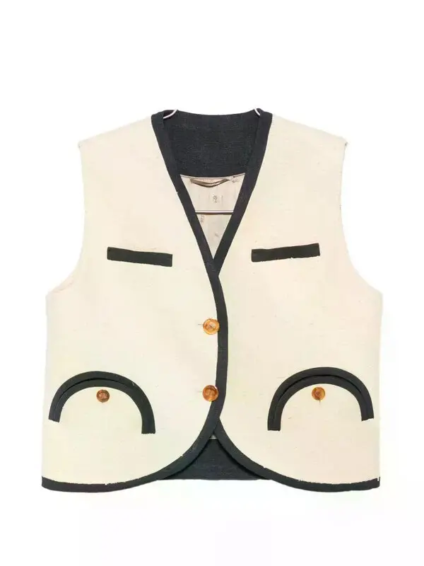 BLAZÉ MILANO Contrast-trim Waistcoat - Neutrals