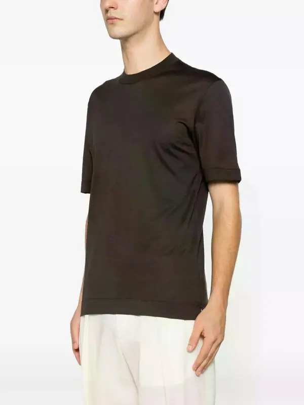 Zegna Crew-neck Short-sleeve T-shirt - Brown