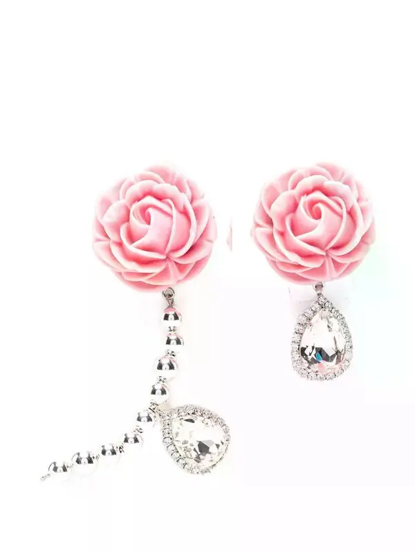 Magda Butrym Floral-detail Crystal-embellished Earrings - Silver