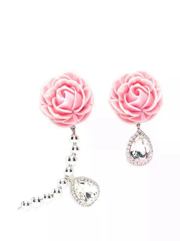 Magda Butrym Floral-detail Crystal-embellished Earrings - Silver