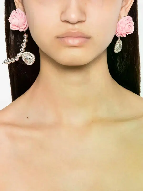 Magda Butrym Floral-detail Crystal-embellished Earrings - Silver