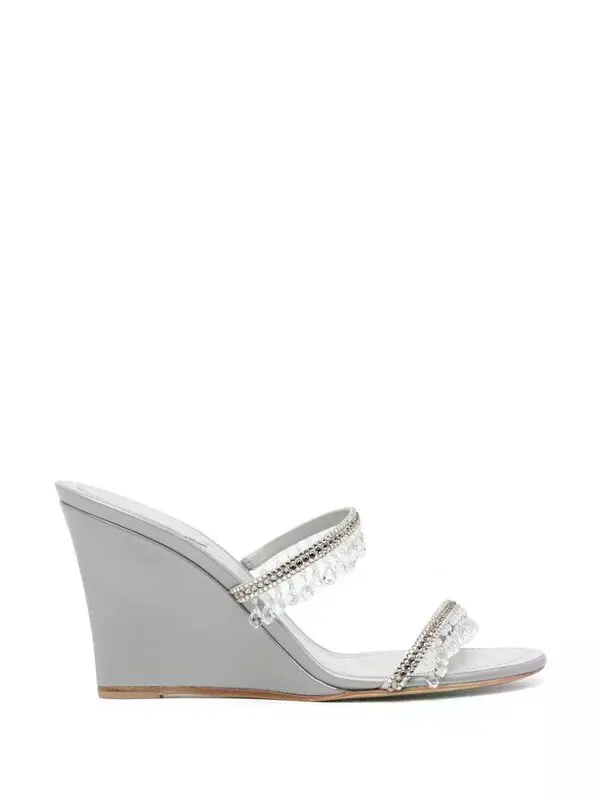 Rene Caovilla 80mm Crystal-embellished Wedge Sandals - Grey