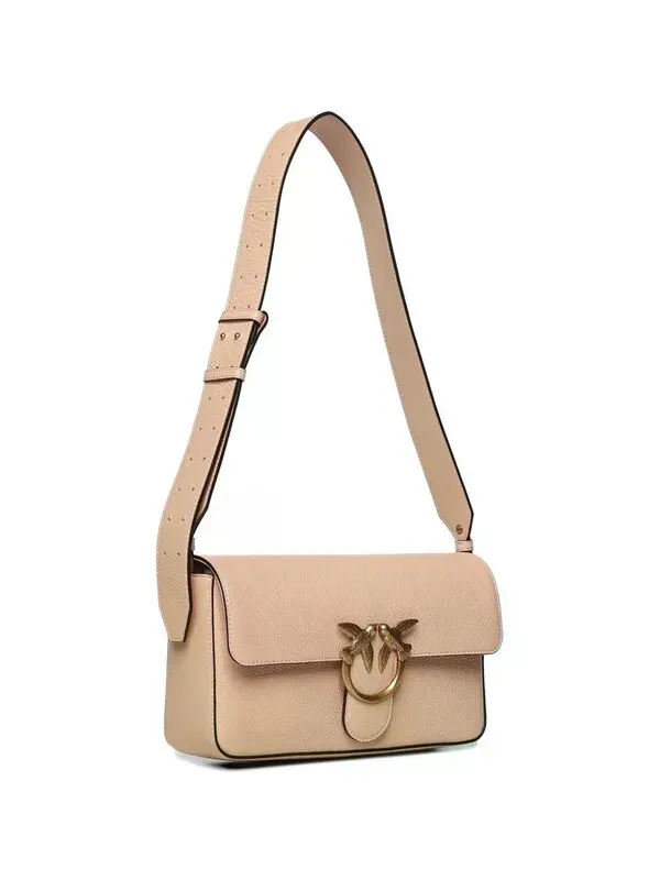 Pinko Love Birds Leather Shoulder Bag - Neutrals