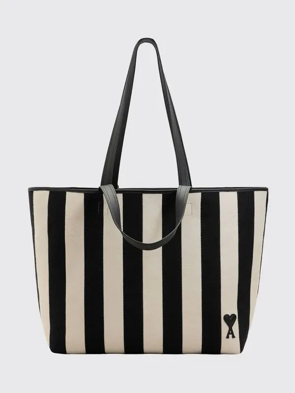 Ami Striped Shopper Tote - White