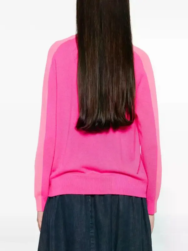 From Future Two-tone V-neck Cardigan - Pink