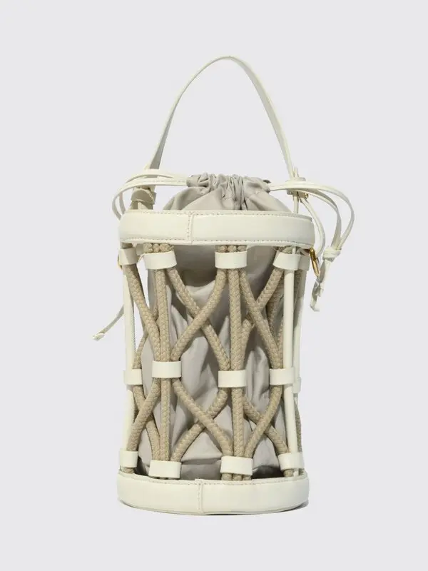 COCCINELLE Koi Bucket Bag In Braided Rope And Leather - Natural