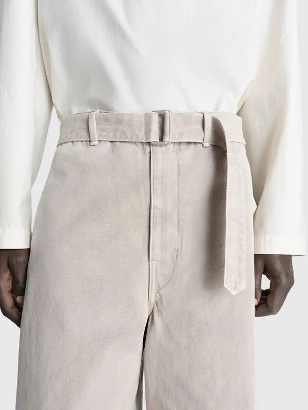 LEMAIRE High-waisted Knee-length Belted Denim Shorts - Grey