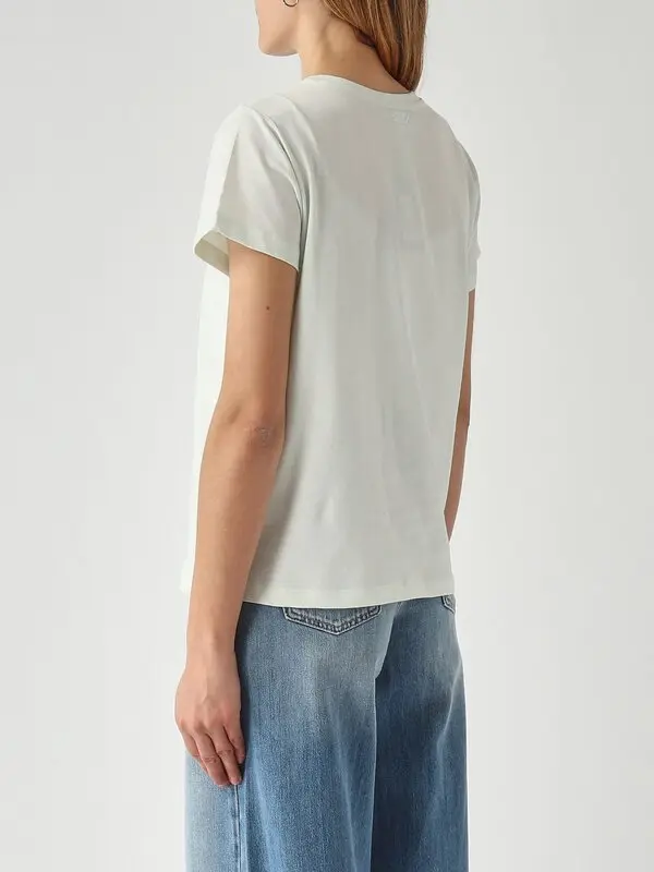 TWINSET Floral Cotton T-shirt - Gnawed Blue