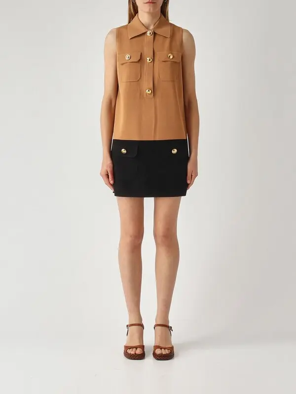 Elisabetta Franchi Two-tone Viscose Blend Mini Dress - Black