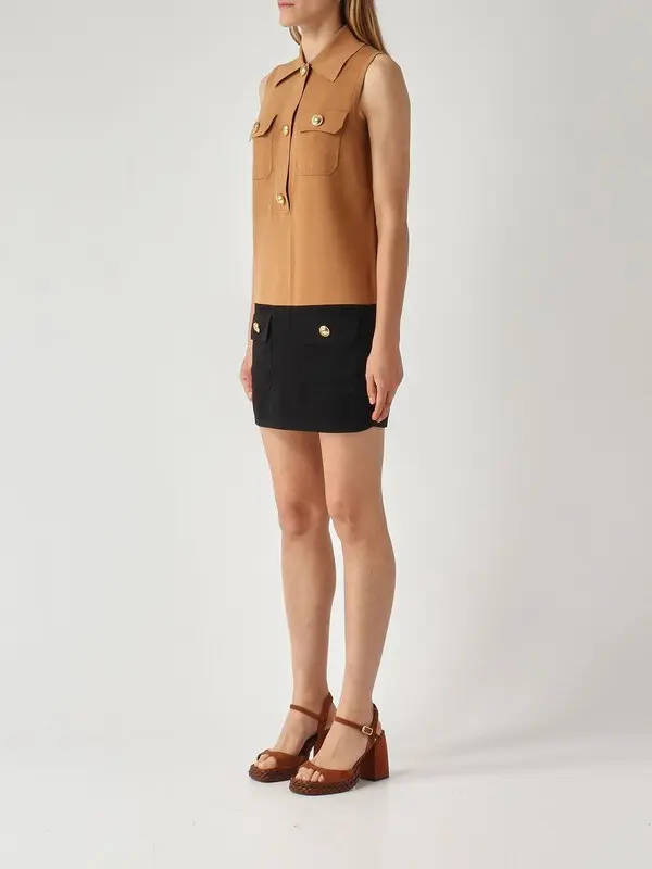 Elisabetta Franchi Two-tone Viscose Blend Mini Dress - Black